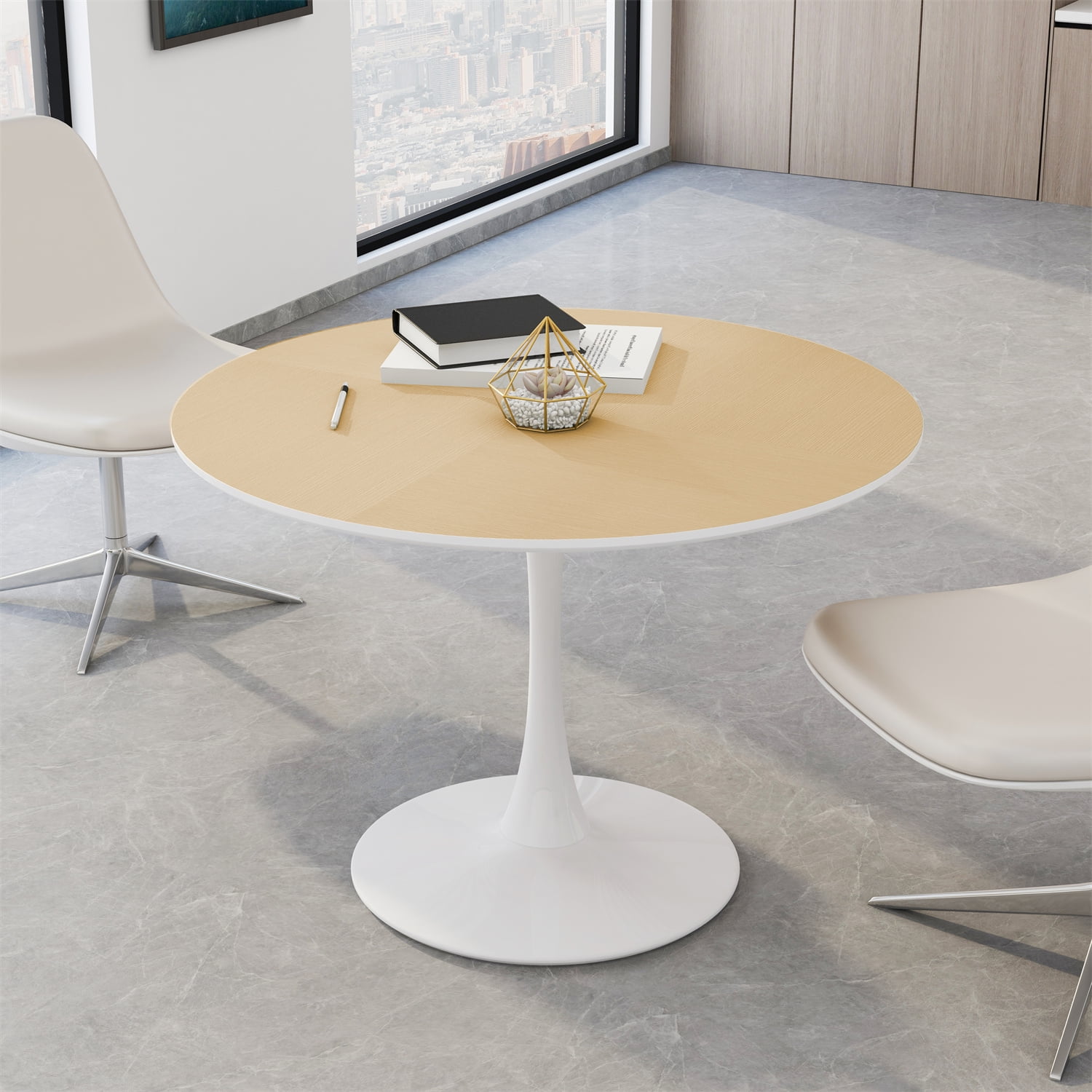 42" Modern Round Tulip Dining Table, Kitchen Table with Round MDF Table ...
