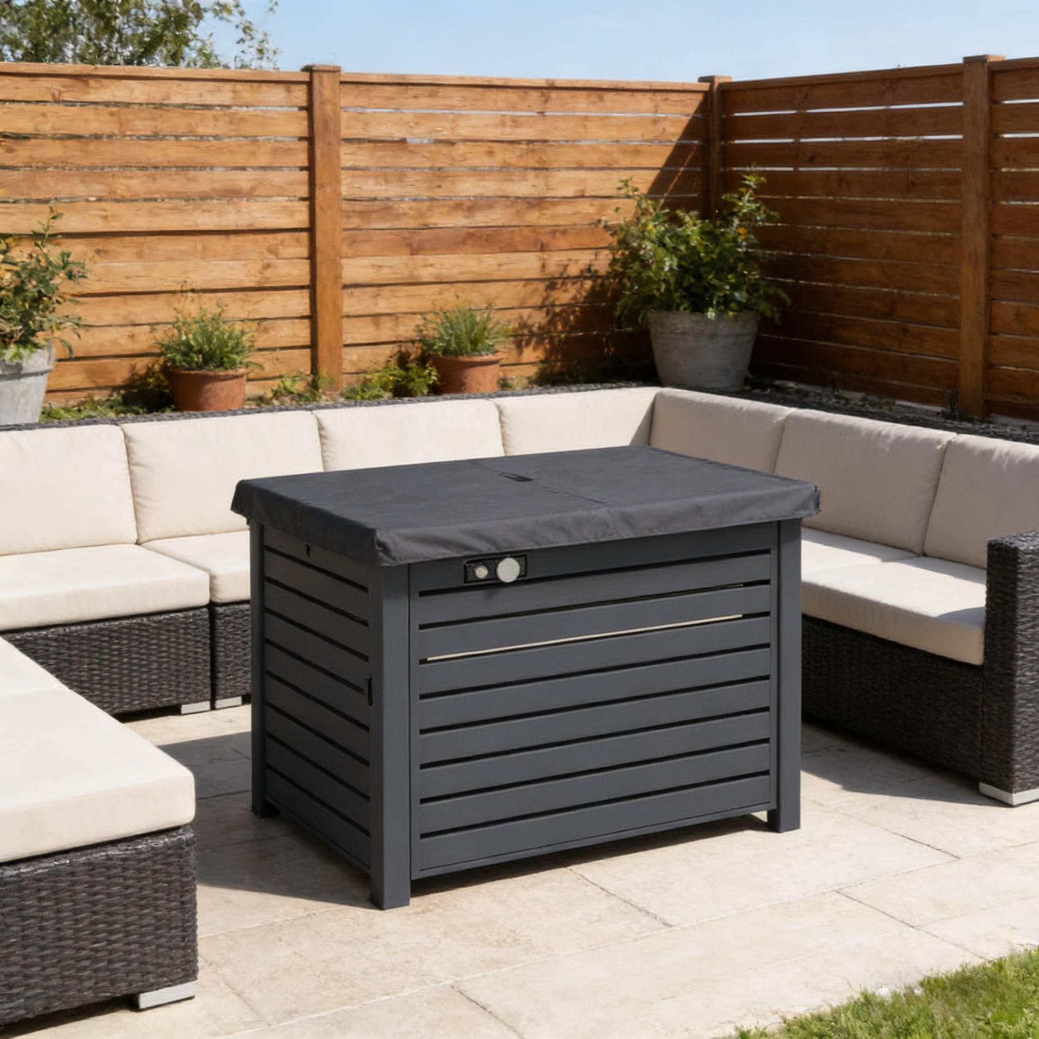 42'' Modern Stainless Steel Outdoor Fire Pit Table - 50000 BTU Push ...