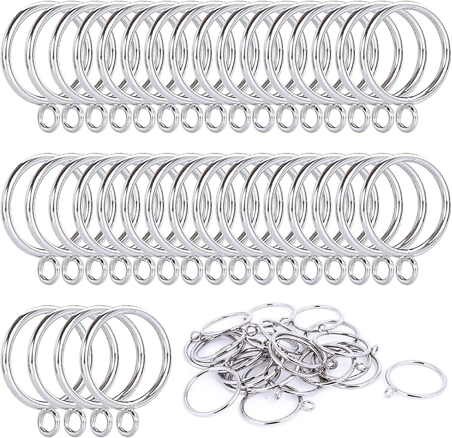 42 PCS 38mm Inner Diameter Curtain Rings, Metal Curtain Drape Sliding ...