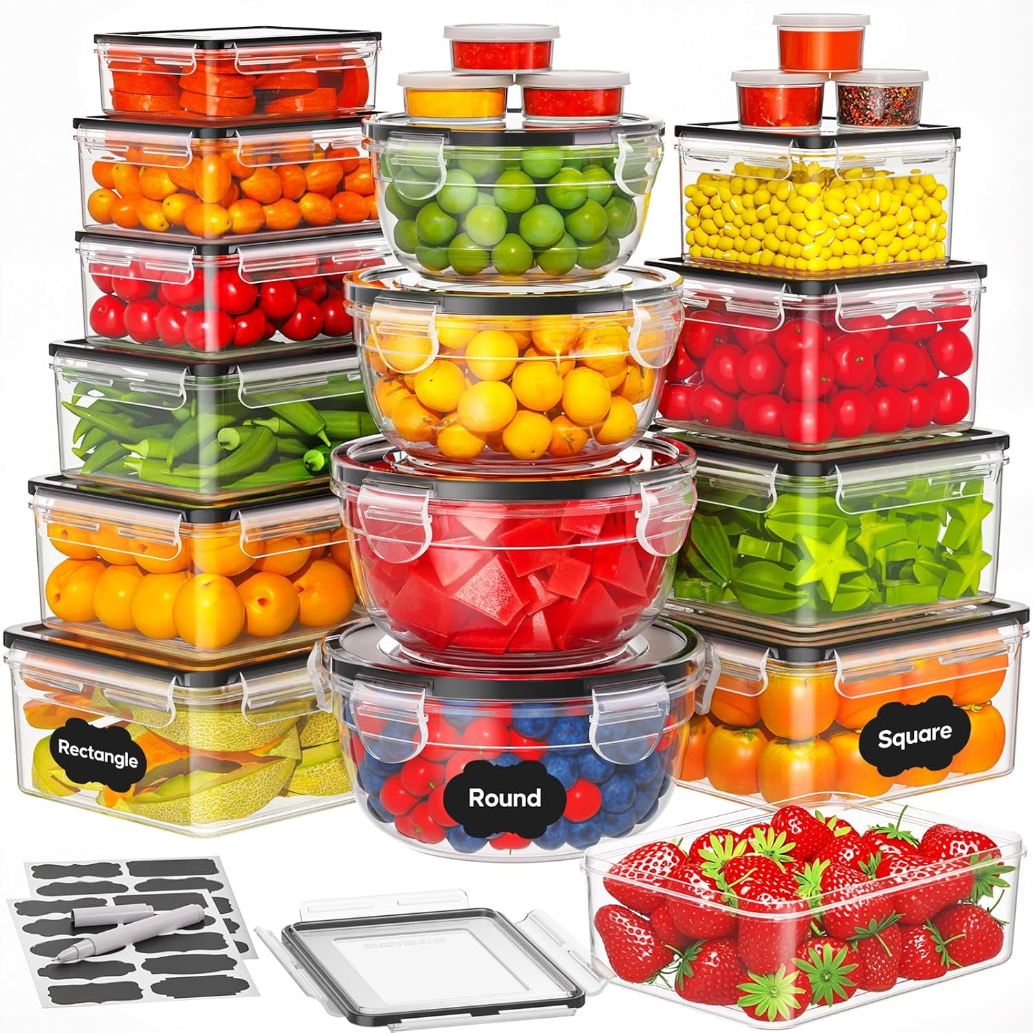 42 PCS Food Storage Containers with Lids - BPA-Free Plastic Meal Prep ...