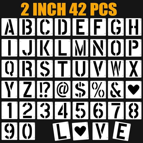 42 PCS Letter Stencils 2 Inch, Interlocking Craft Stencils Kit ...