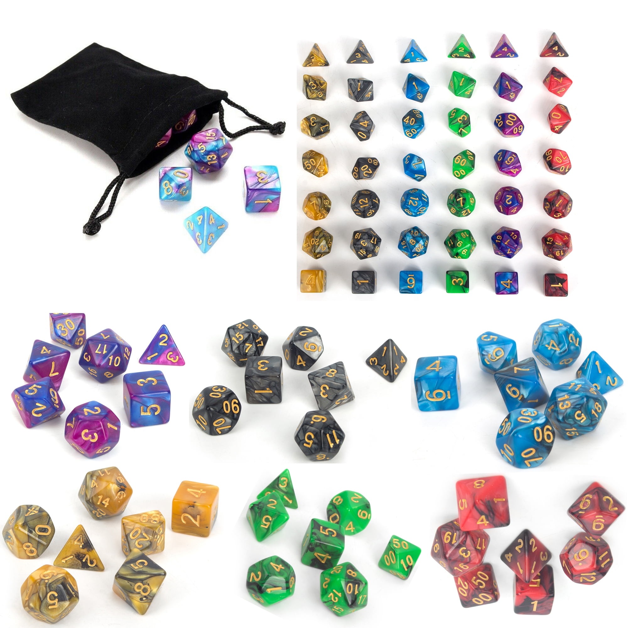 42 PCS/Set Dungeons & Dragons MTG Polyhedral Game Dice Six-Color DND ...