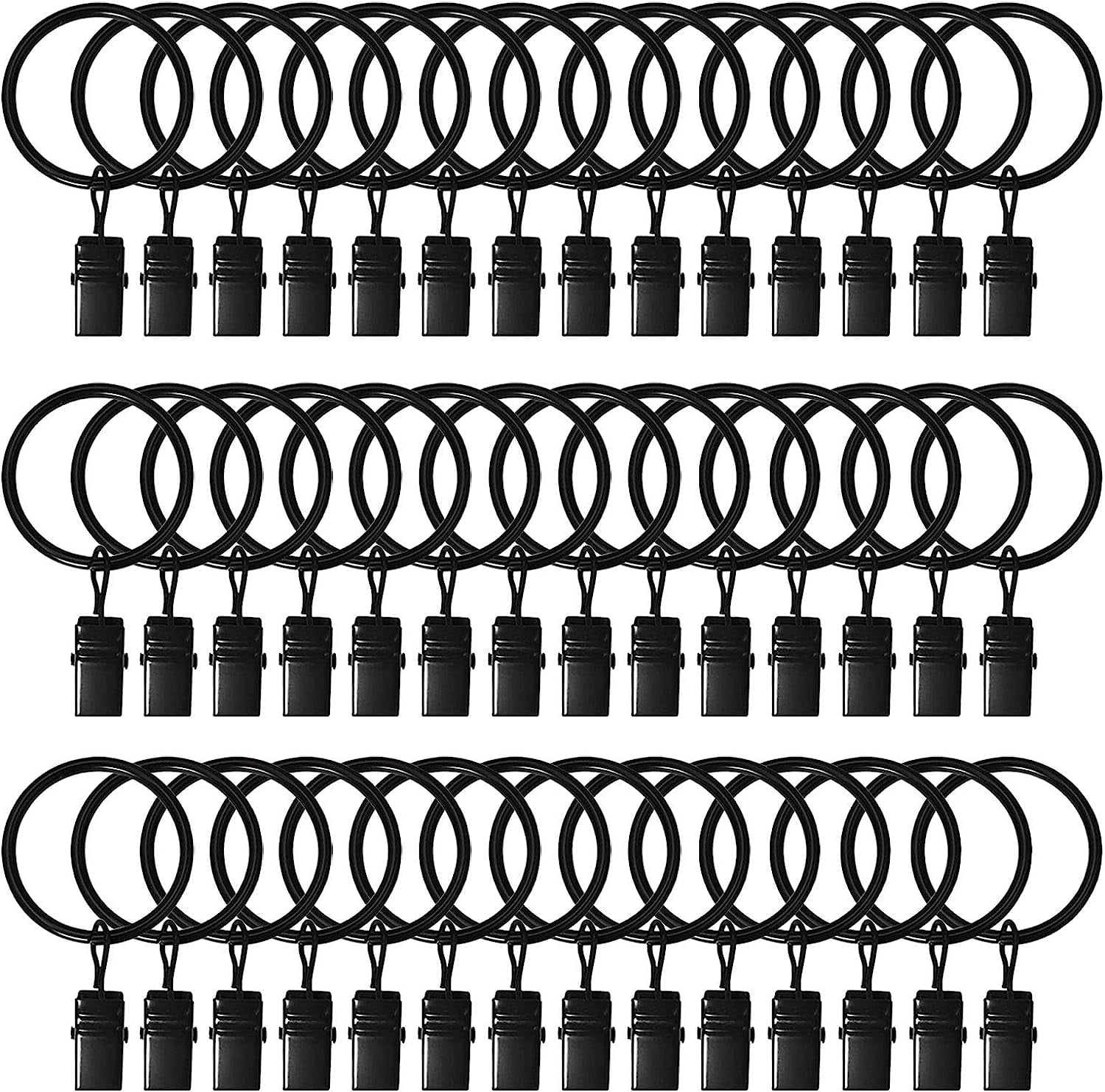UKNBEY 42 Pack Cafe Hardware Round Curtain Rings with Clips, 1 ...