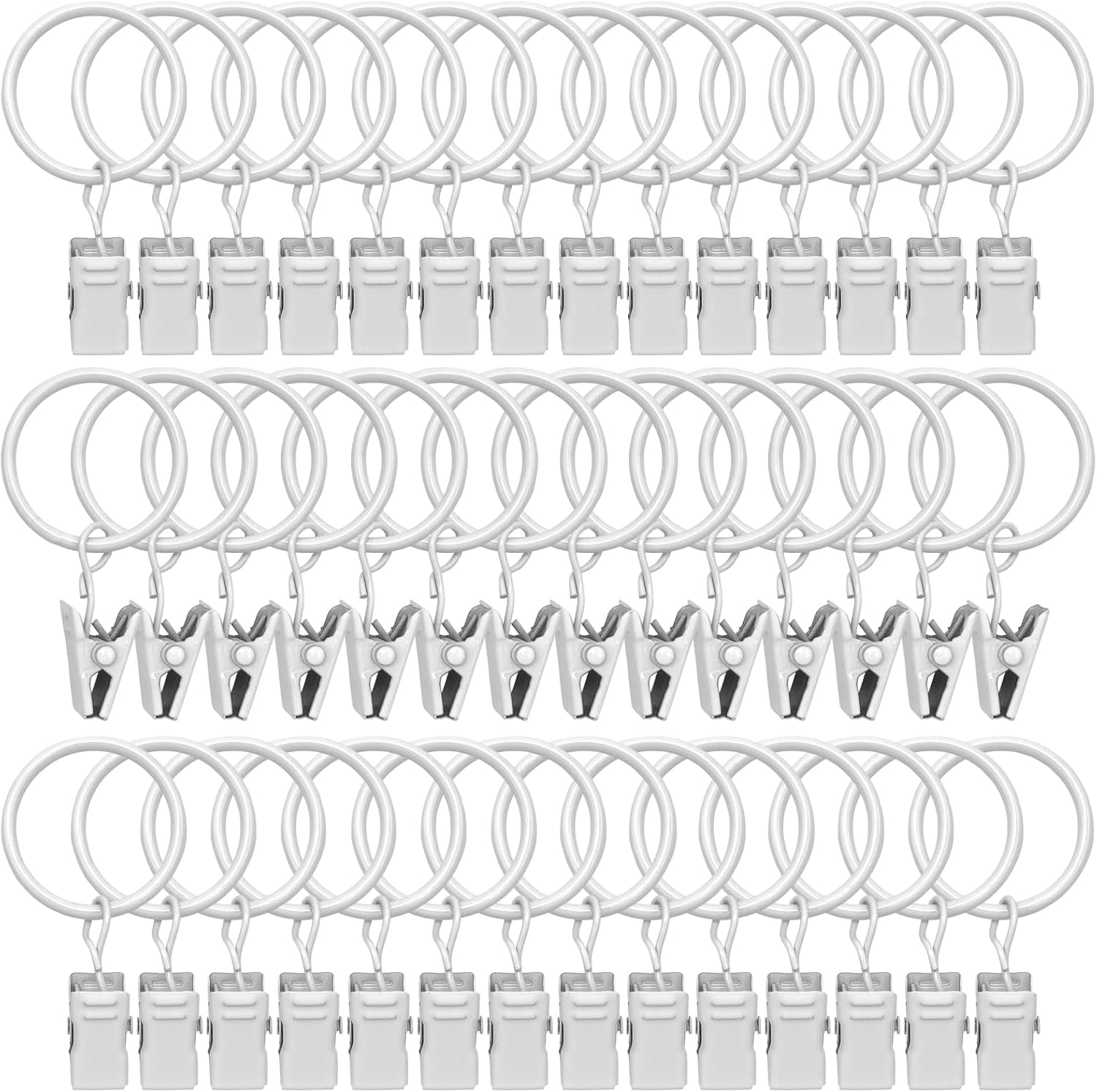 42 Pack Curtain Rod Clip Rings,1" Interior Diameter(Compatible with up ...