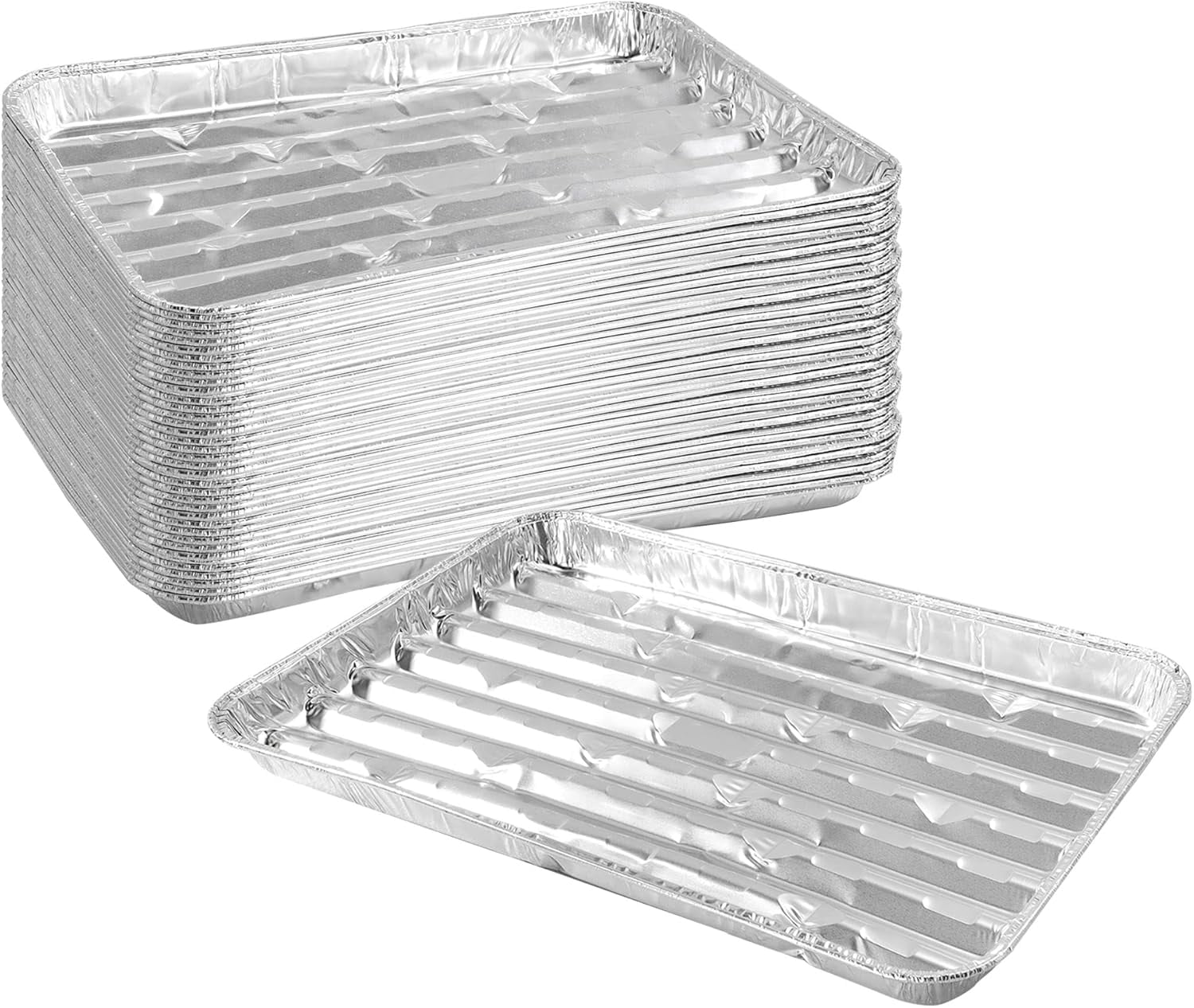 42 Pack Disposable Aluminum Broiler Pan 13 x 9 x 1 inch Aluminum Foil Grill Pans, Disposable ...