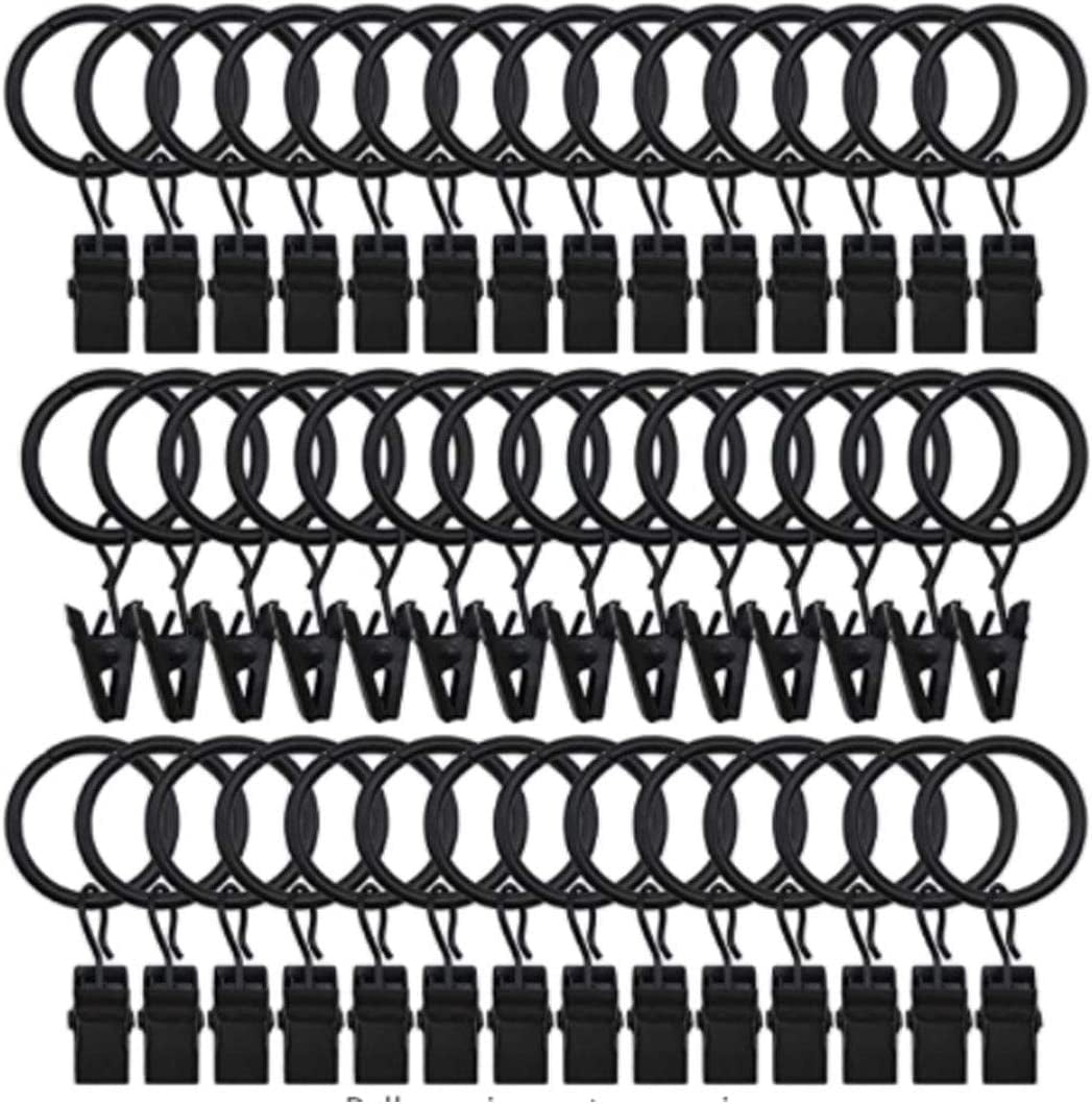 42 Pack Metal Curtain Rings with Clips, Heavy Duty Curtain Hooks for ...