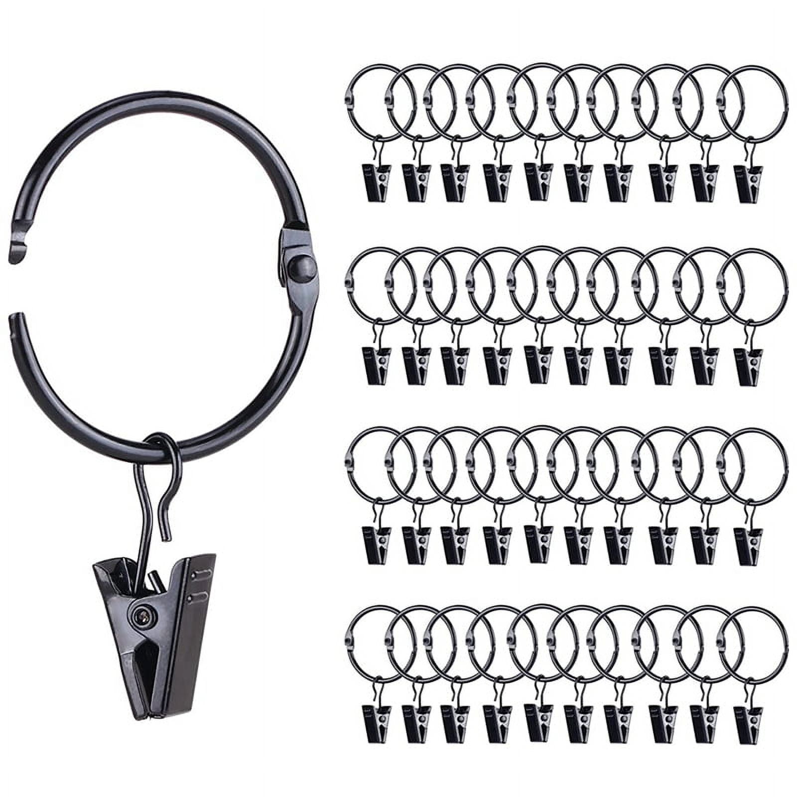 42 Pack Openable Curtain Rings with Clips, 1 Inch Interior Diameter ...