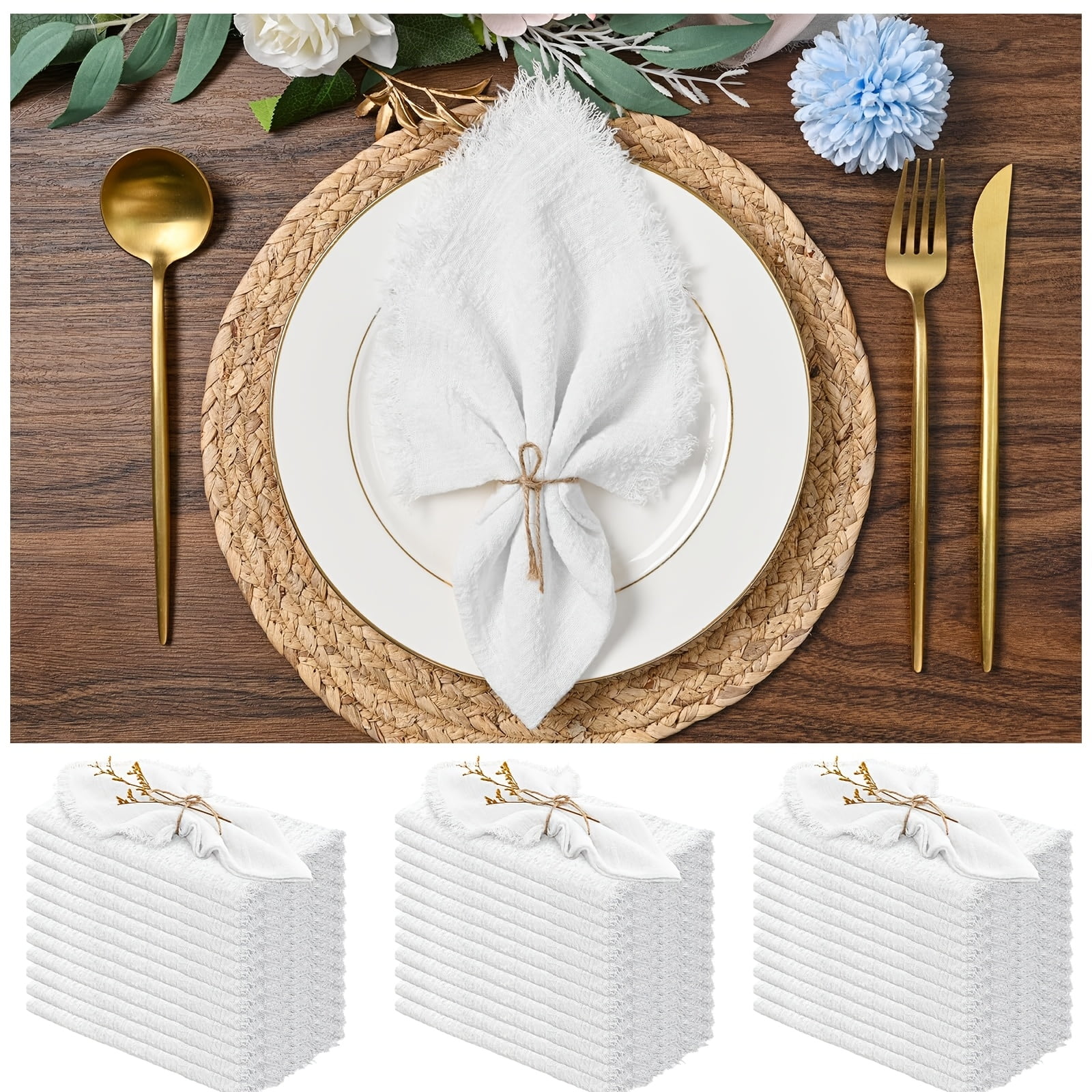 [42 Pack Polyester Napkins] 42 Pack Handmade Polyester Cloth Napkins ...