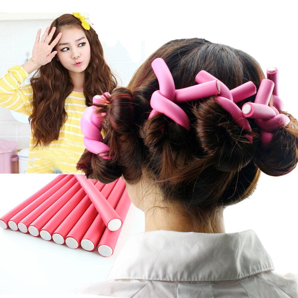 42 Pack Salon Heatless Flexible Hair Rollers Curlers, 7 Sizes Soft Foam ...