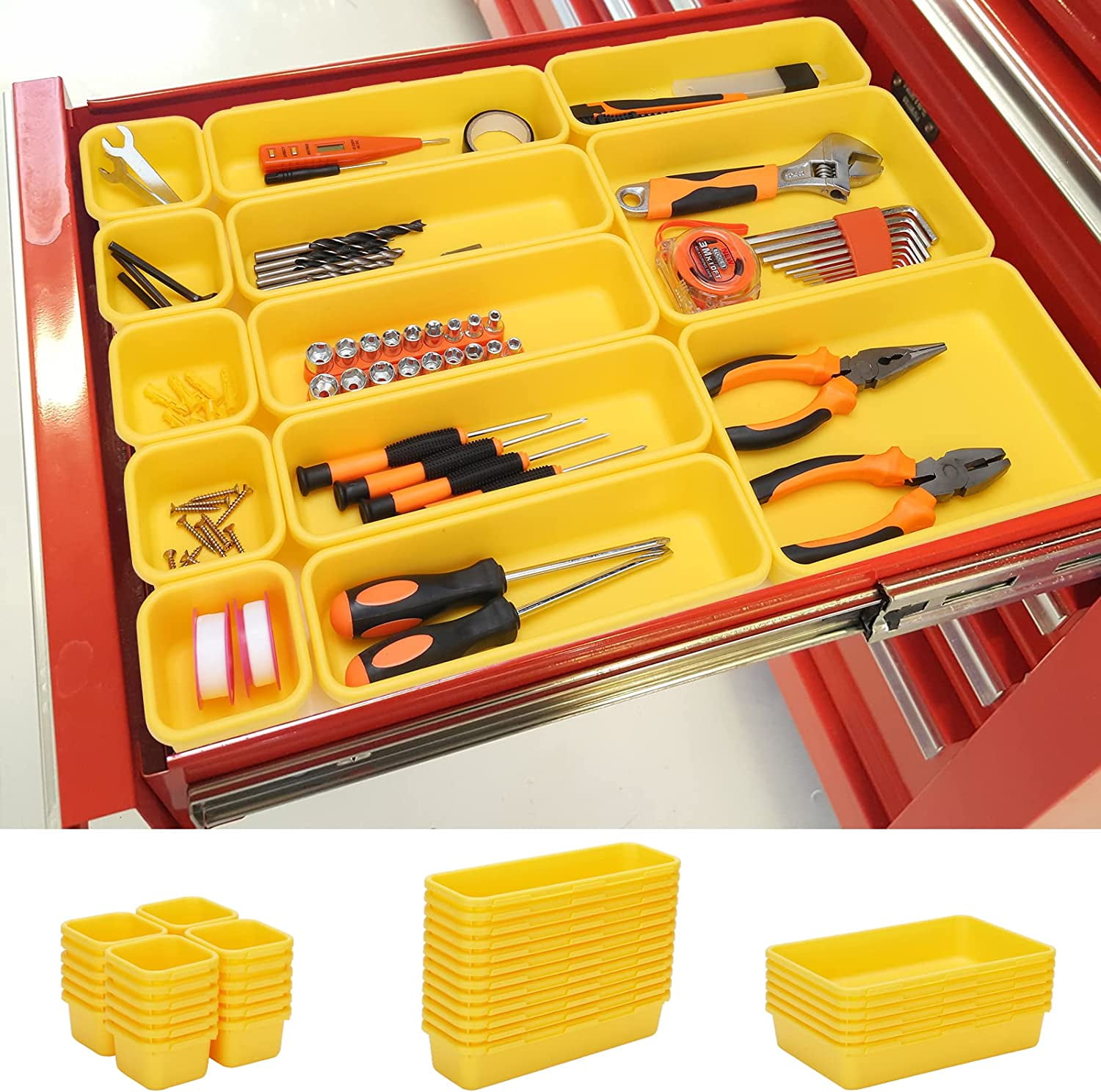 42 Pack Tool Box Organizer Tool Tray Dividers, Rolling Tool Chest Cart ...