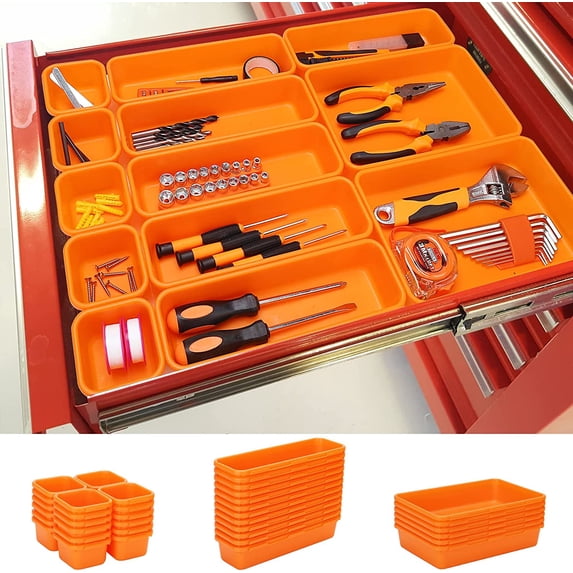 42 Pack Tool Box Organizer Tray Dividers, Rolling Chest Cart Cabinet ...