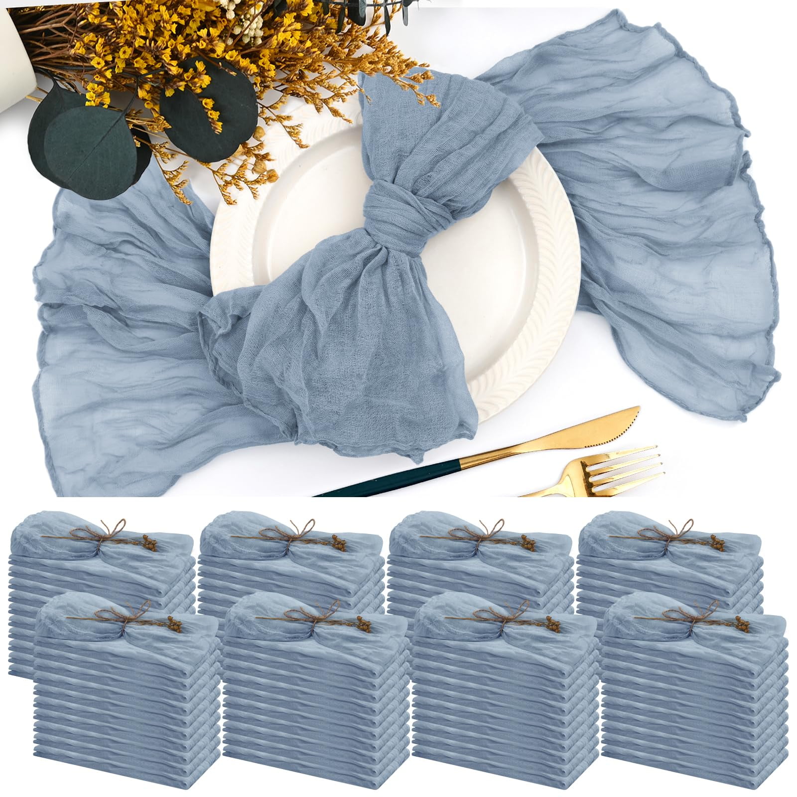 42 Packs Gauze Cheesecloth Napkins 20 x 20 Inch Sage Green Wrinkled ...