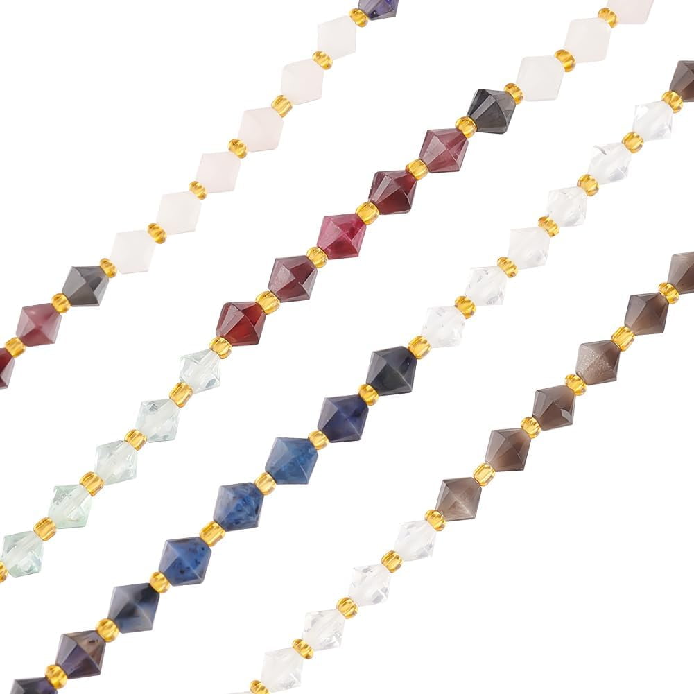 42 Pcs 6mm Diamond Gemstone Beads Strands Diamond-Cut Tiny Glass Beads ...