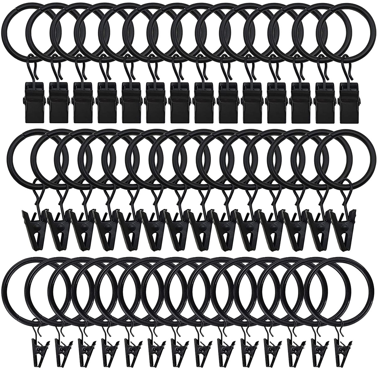 1 1/2 Inch Metal Curtain Clip Rings 1.5", Set of 20 - Walmart.com