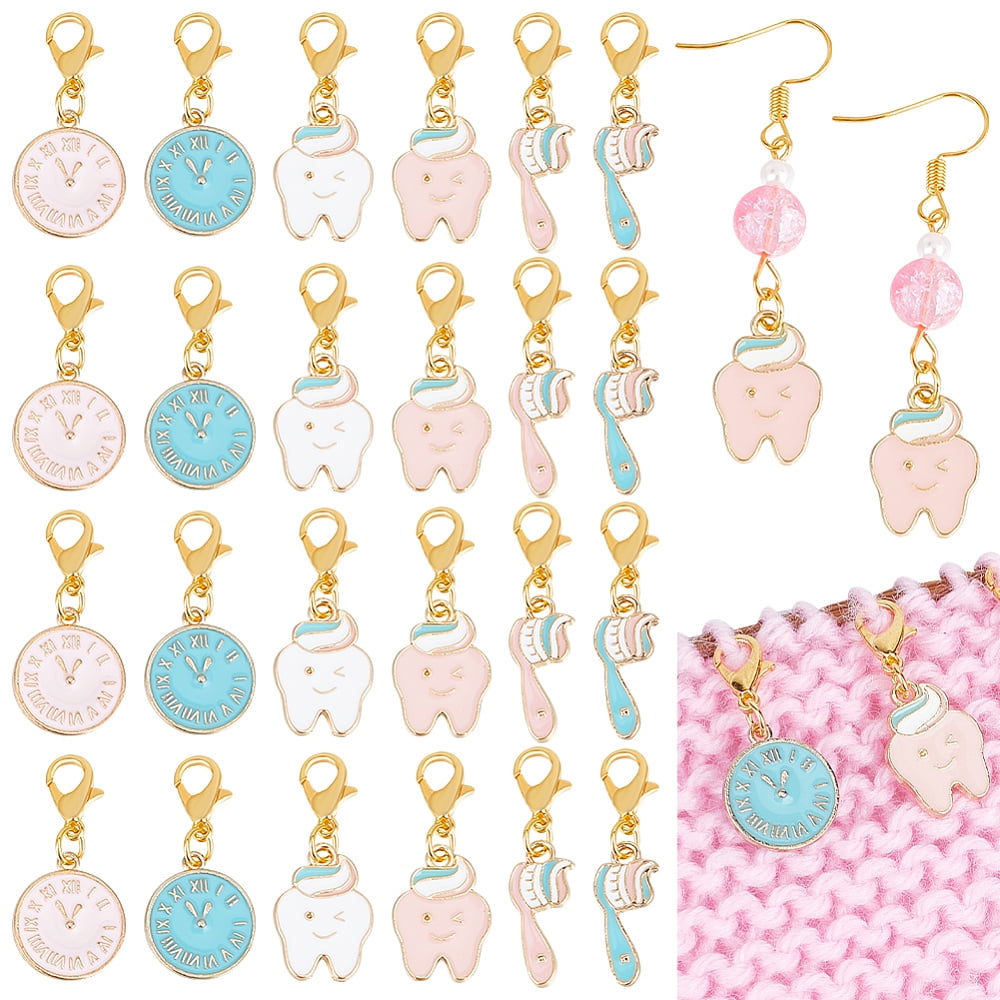 42 Pcs Clock/Tooth/Toothbrush Stitch Markers Enamel Crochet Stitch ...