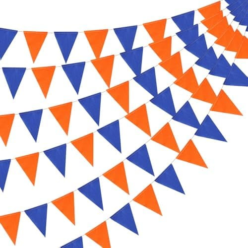 42 Pcs Colorful Pennant Banner Flag Blue Orange Bunting Triangle Banner ...