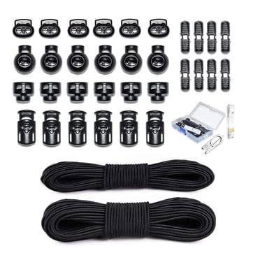 Menkey 50 Pack Round Cord Locks, Black Plastic Stopper for Drawstrings ...