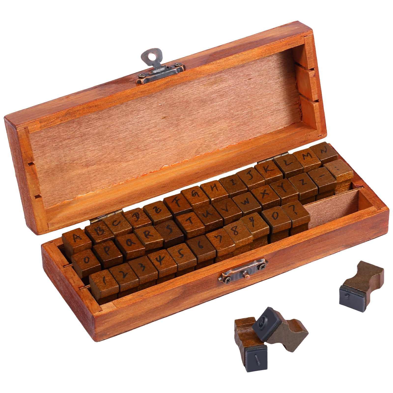 42 Pcs Letter Stamp Wood and Rubber Alphabet Stamp Number Alphabet ...