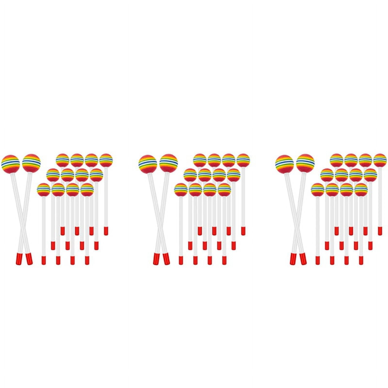 42 Pcs Lollipop Drum Mallet Sticks Round Rainbow Hammer Percussion ...