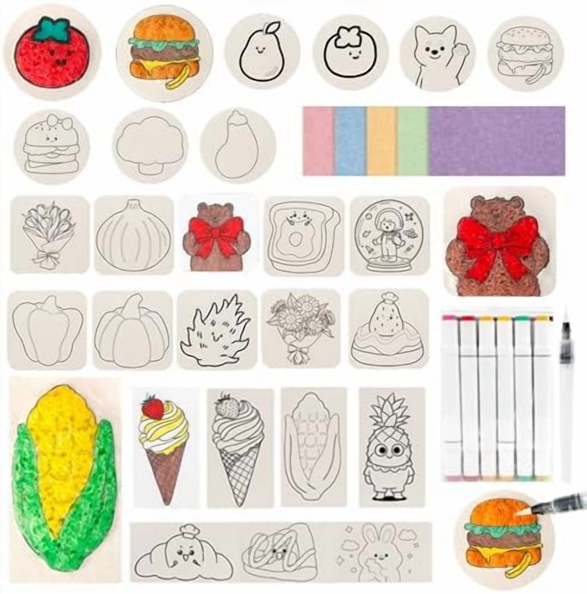 42 Pcs Magic Puffy Painting Kit - 3D Foam Texture Art for Kids & Adults ...