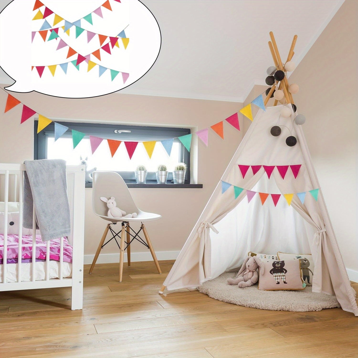 42-Piece Pastel Pennant Banner, 32-Foot Colorful Bunting String for ...