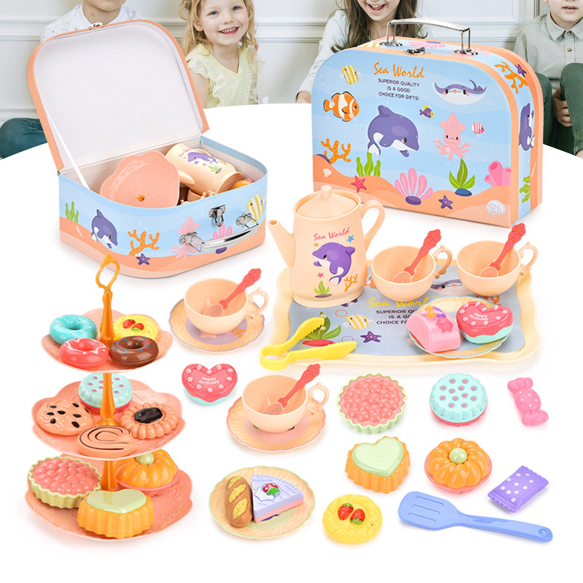 42-Piece Princess Tea Party Set with Desserts and Kitchen Toys - Role ...