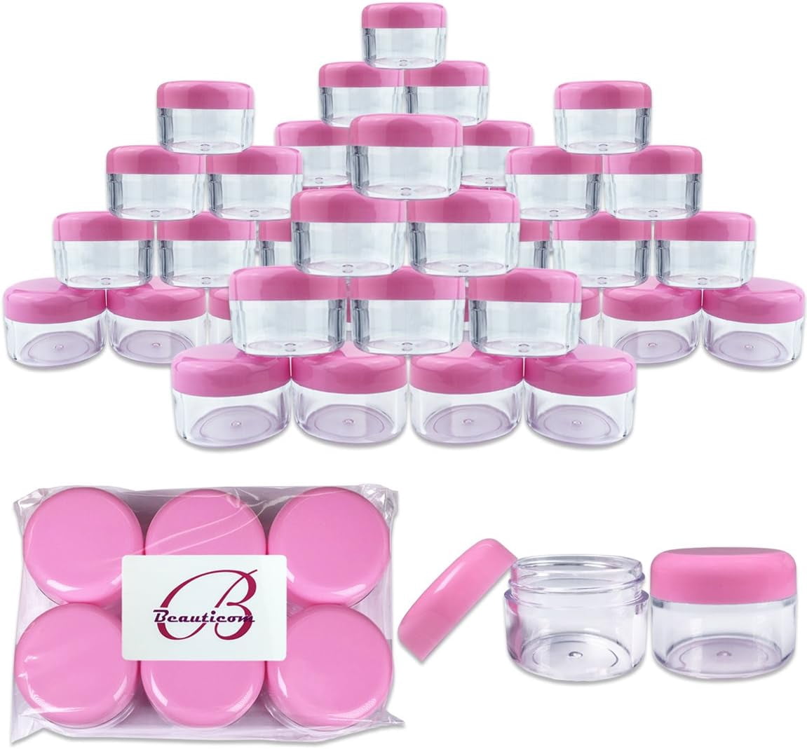 42 Pieces 30 Gram 30 ML (1 Oz) Clear Round Small Container Jars with ...