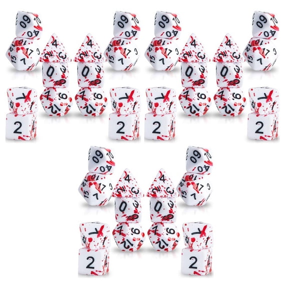 42 Pieces Blood Splatter Dice Polyhedral 7-Die Dice Set for DND Role ...