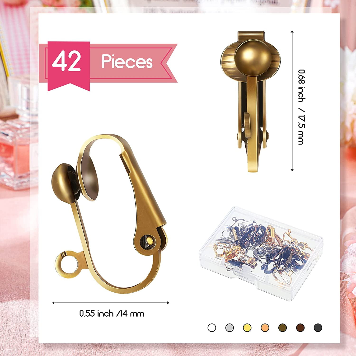 42 Pieces Clip-On Earring Converter with Easy Open Loop Brass Clip-On ...
