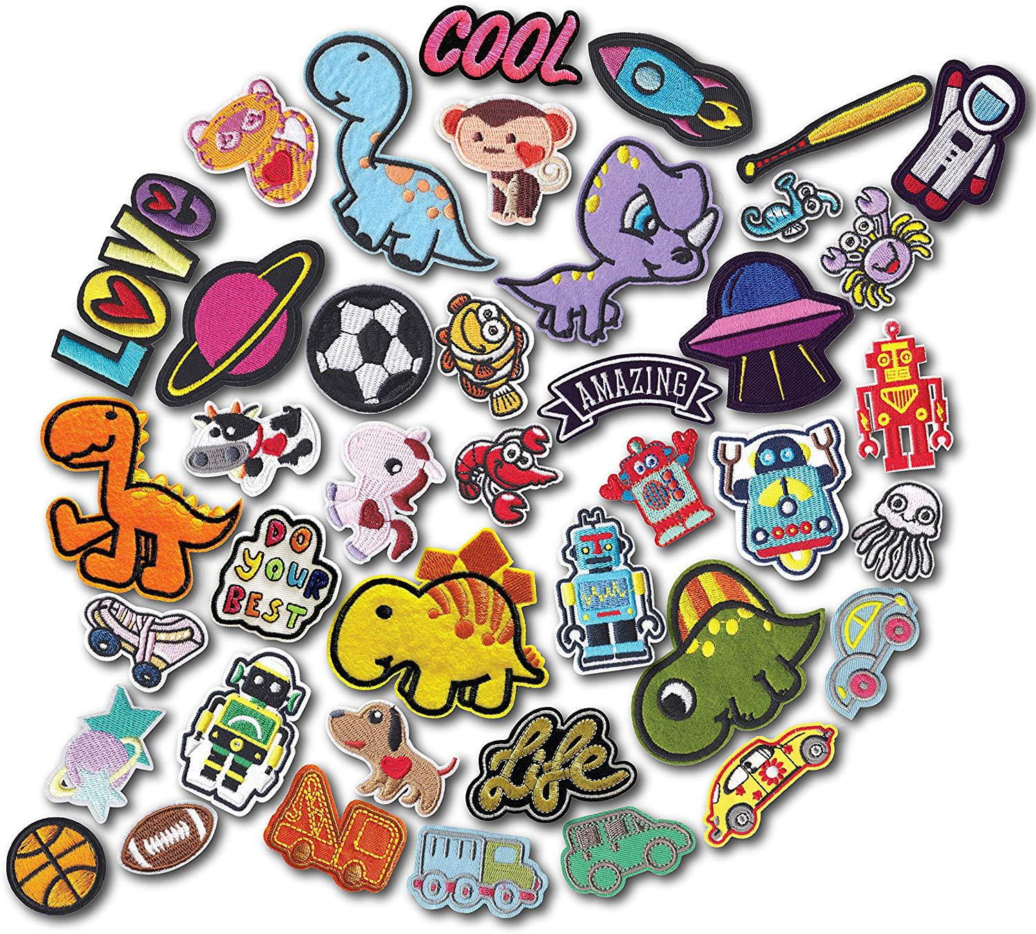 42 Pieces Iron-On Patches Cute DIY Clothing Patches Stickers Children ...