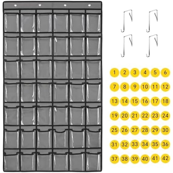 42 Pocket Classroom Pocket Chart for Cell Phones and Calculator,Clear ...