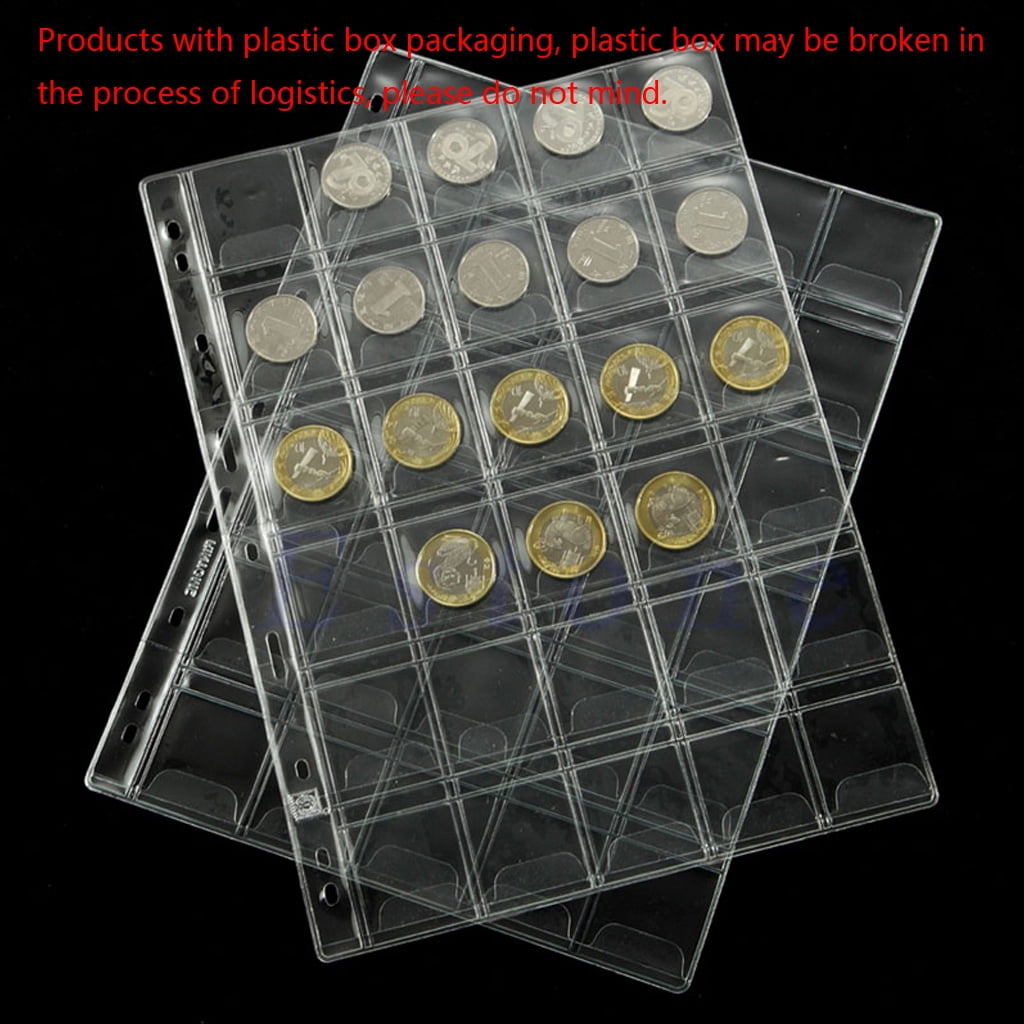 42 Pockets Classic Plastic Coin Holders Sheets For Storage Collection ...