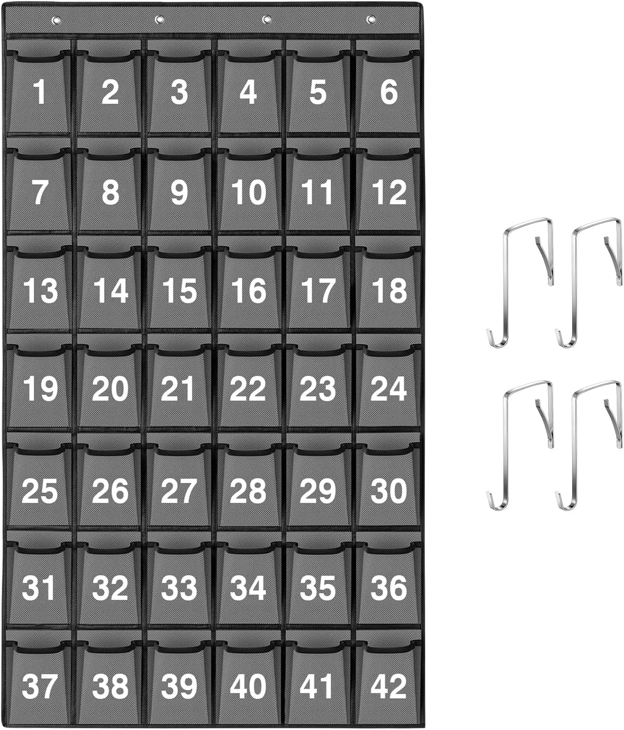 42 Pockets Numbered Classroom Pocket Chart for Cell Phones, Hanging ...