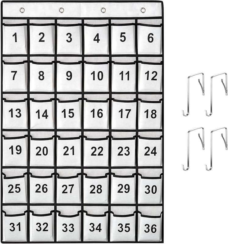 42 Pockets Numbered Classroom Pocket Chart for Cell Phones, Hanging ...