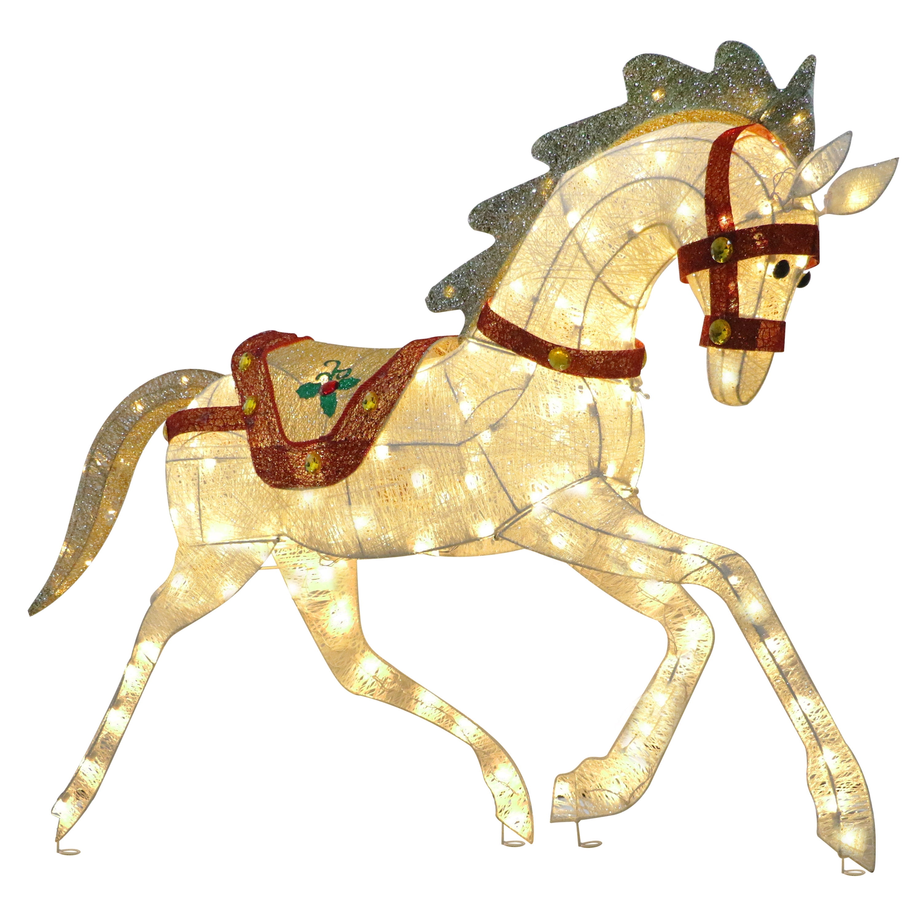 42" Pre-Lit Outdoor Horse Christmas Decor with 160 Warm White Twinkling ...