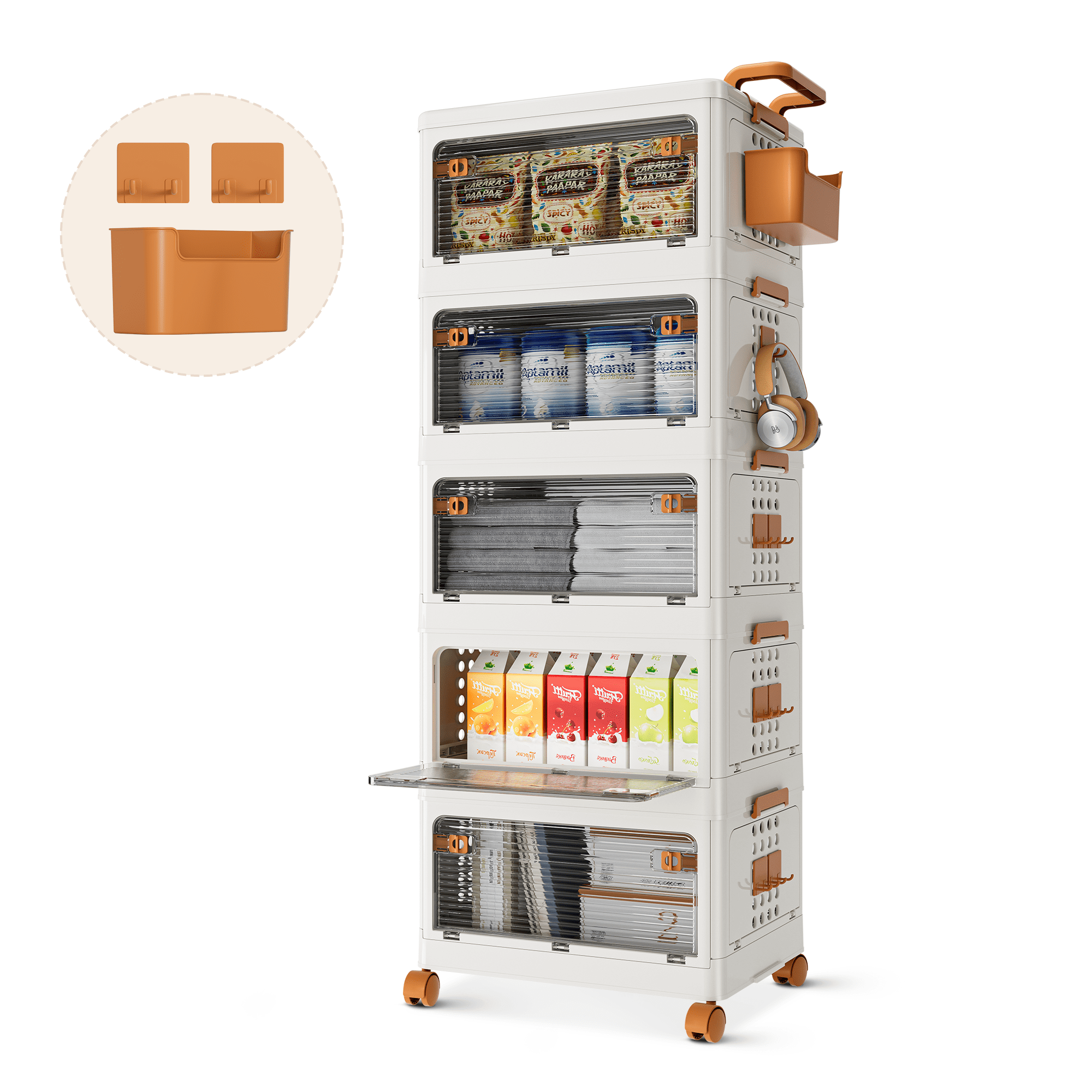 210 QT Stackable Plastic Storage Bins with Lids, Two-door Plastic ...