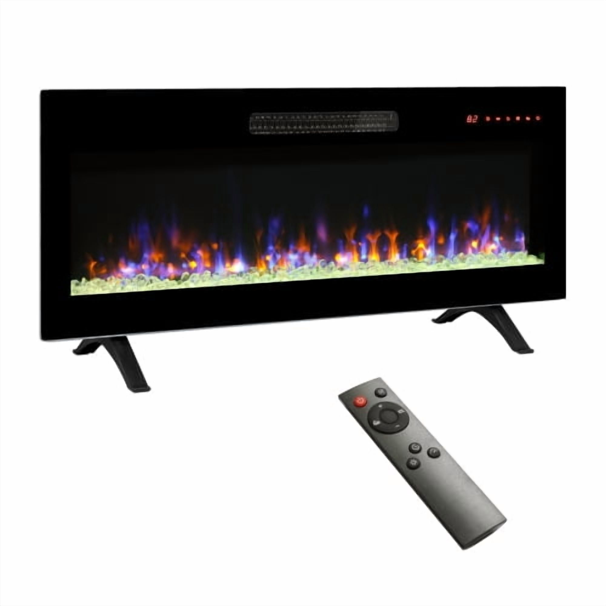 42" Recessed Ultra-Thin Wall Mounted Electric Fireplace with Tempered ...