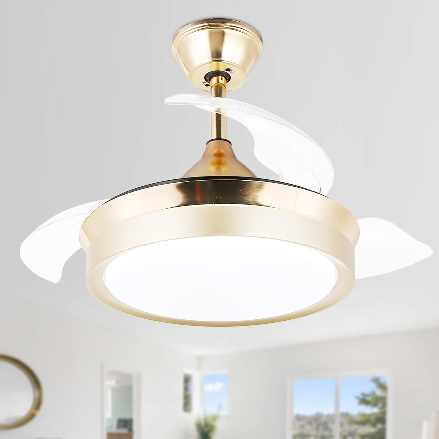 42 Retractable Ceiling Fan with LED Light and Remote Control ...