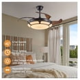 42" Retractable Ceiling Fan with Light, Modern LED Chandelier Fan with ...