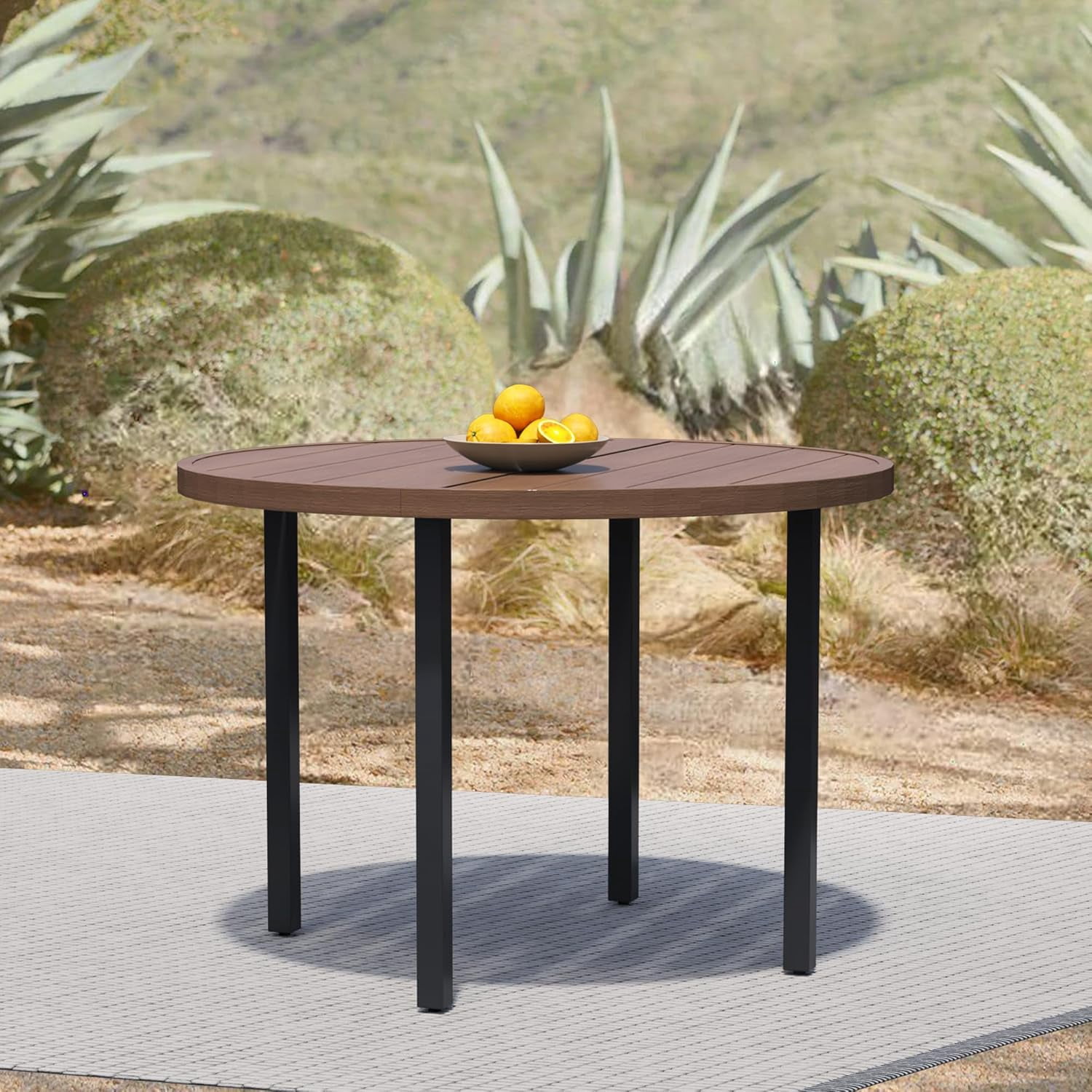 42" Round Outdoor Dining Table for 4, Metal Patio Dining Table with ...
