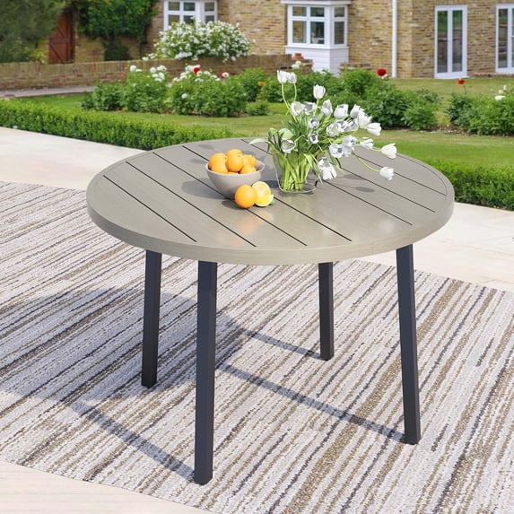 42" Round Patio Dining Table for 4, All-Weather Metal Patio Table with ...