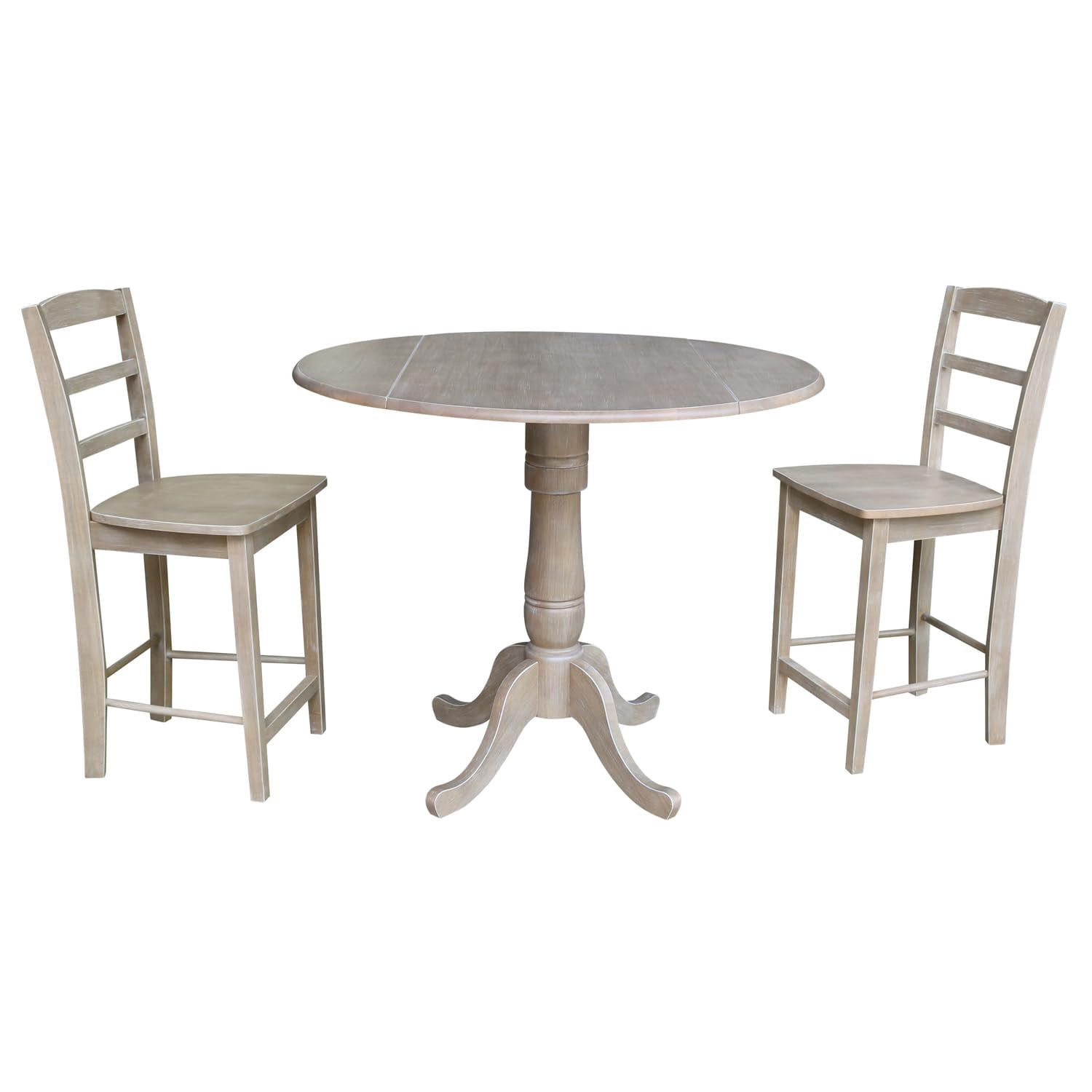 42" Round Pedestal Gathering Height Table with 2 Counter Height Stools ...