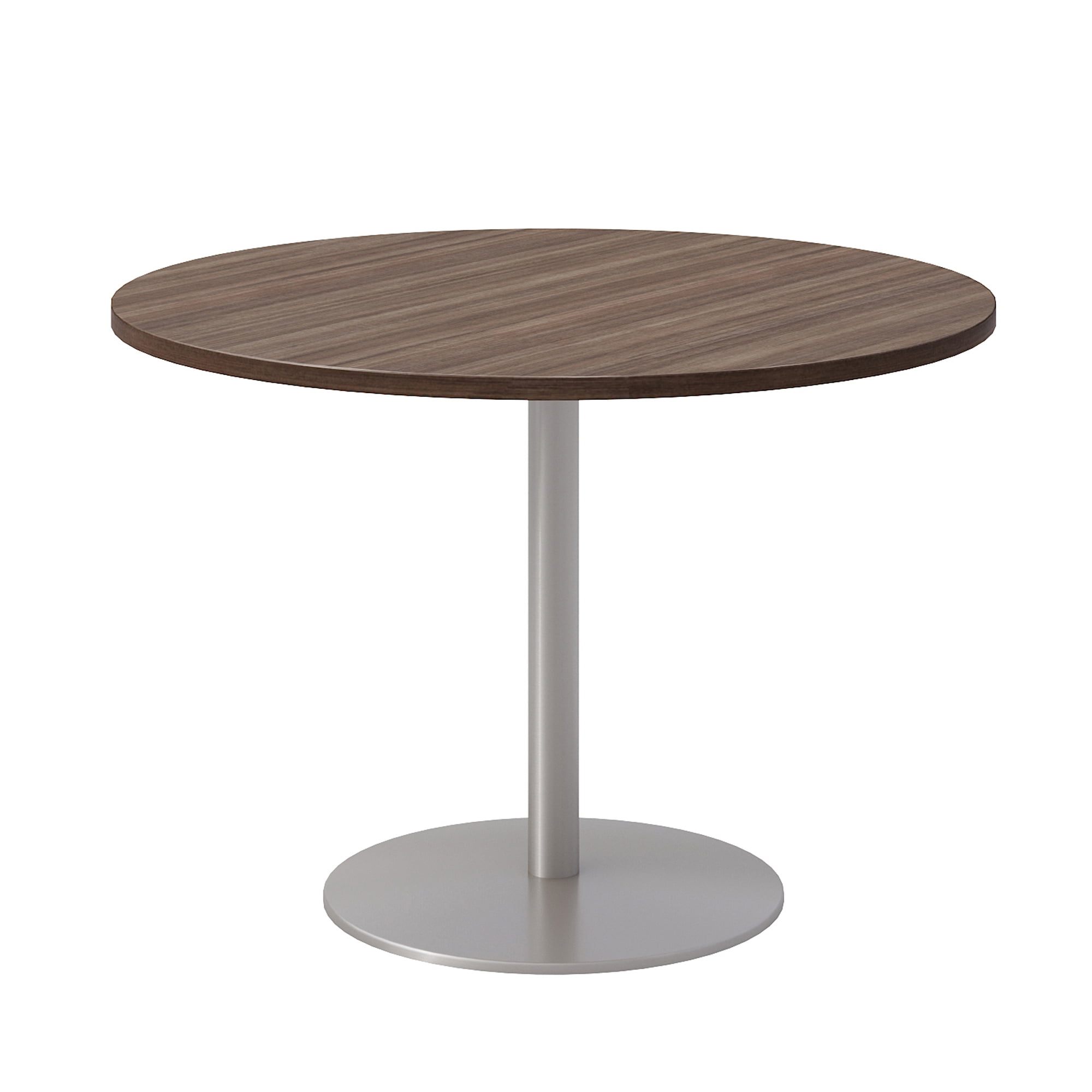 42" Round Pedestal Table - Studio Teak Top - Silver Base - Walmart.com
