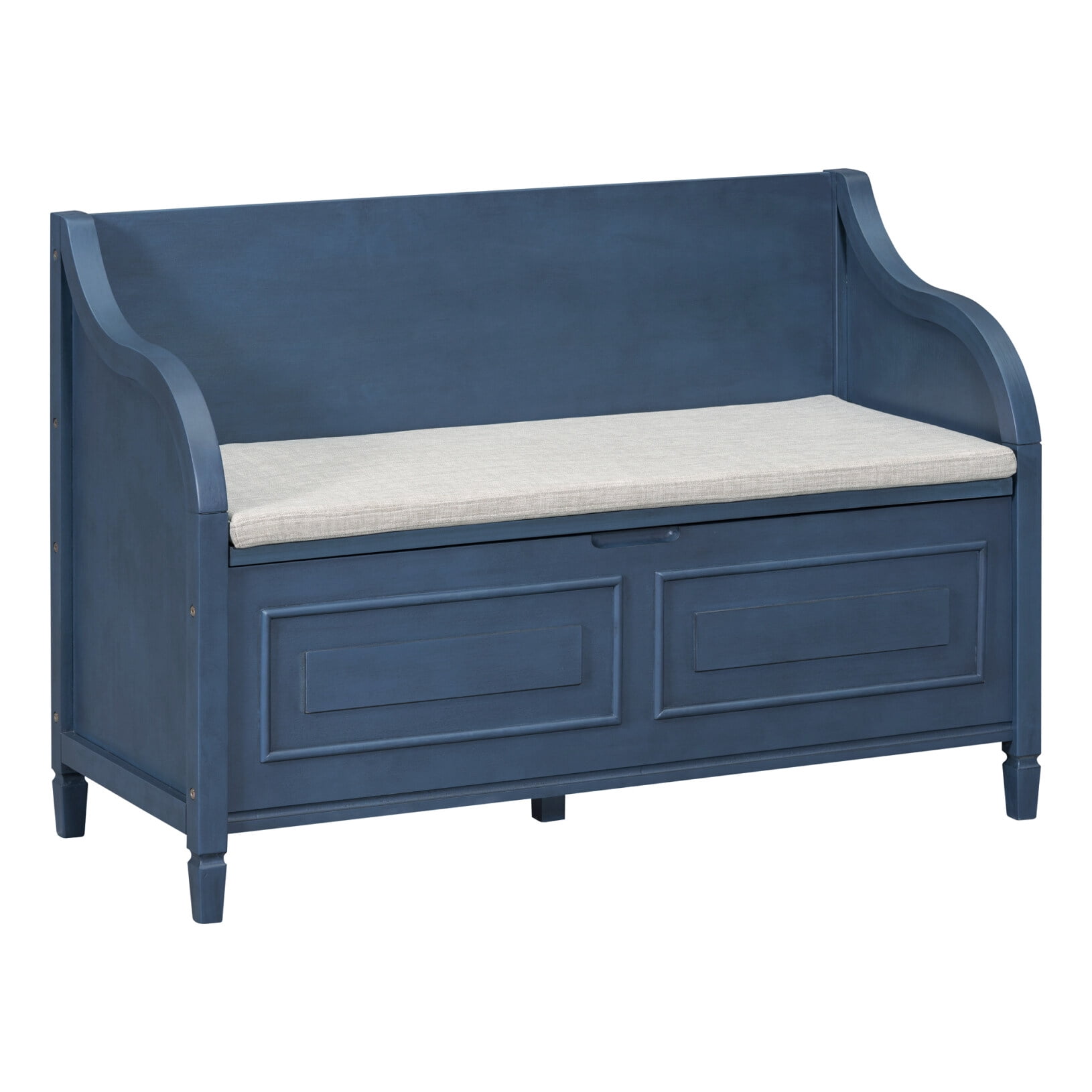 42" Rustic Style Storage Bench, Solid Wood Entryway Bench with Safety ...