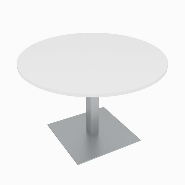 42" Small Round 4 Person Conference Room Table With Square Metal Base ...