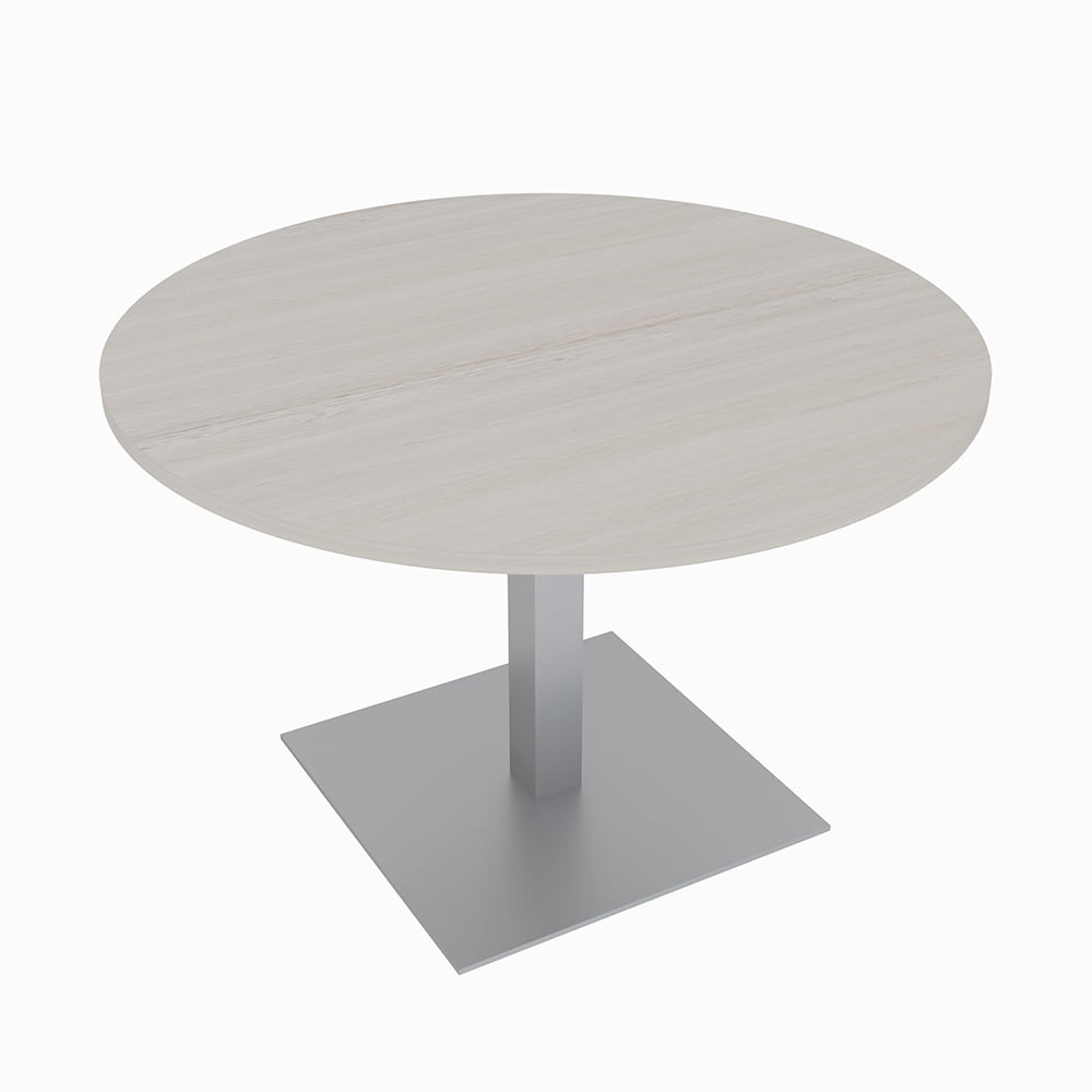 42" Small Round 4 Person Conference Room Table With Square Metal Base ...