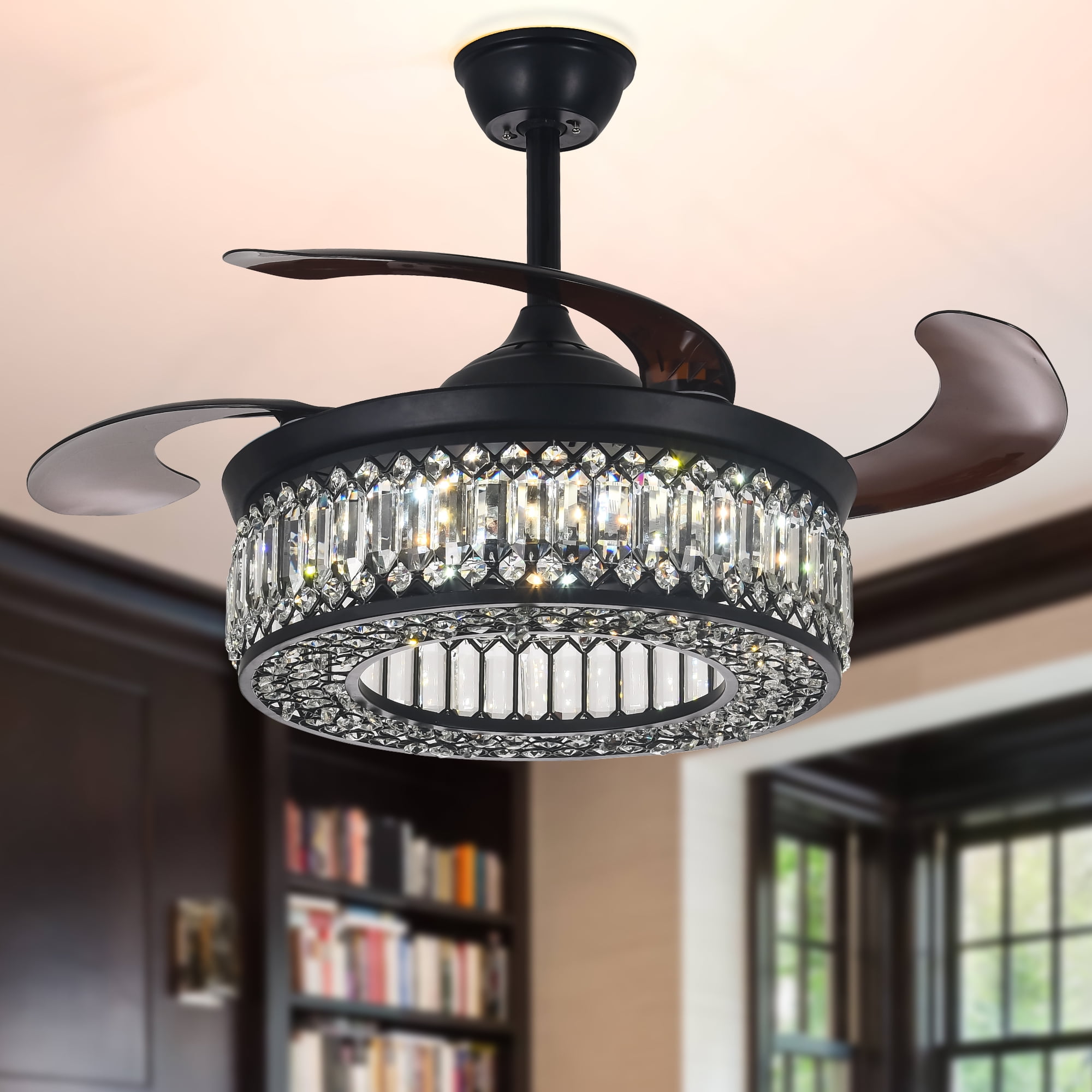 42" Smart Black Ceiling Fan - 6-Speed Inverter Motor & 3-Color LED (36W ...