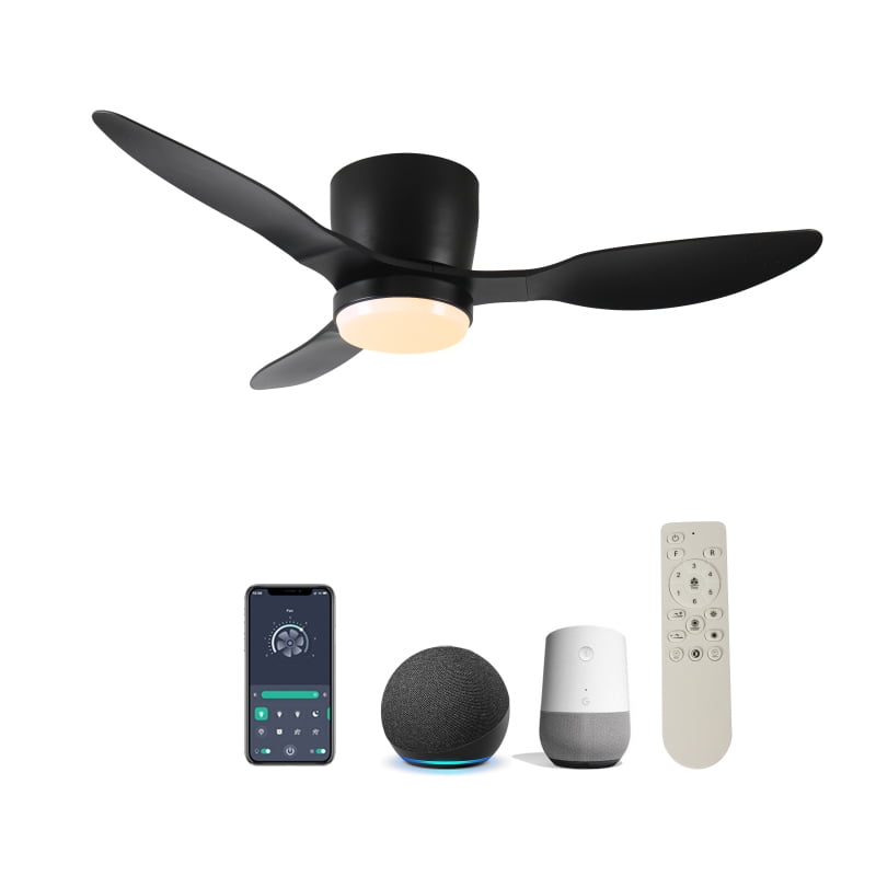 42" Smart Flush Mount Ceiling Fans with Lights Remote,Quiet DC Motor ...