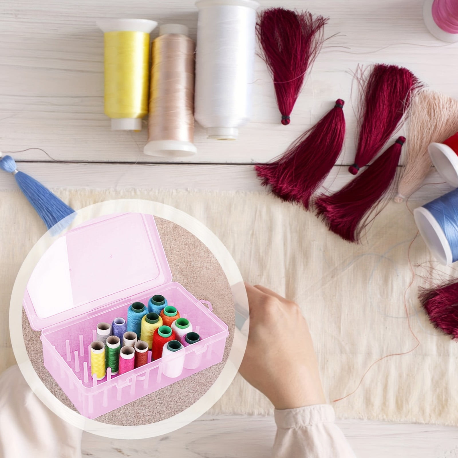 42 Spools Thread Holder Organizer, 9.33x5.39x2.59 Inch Transparent ...