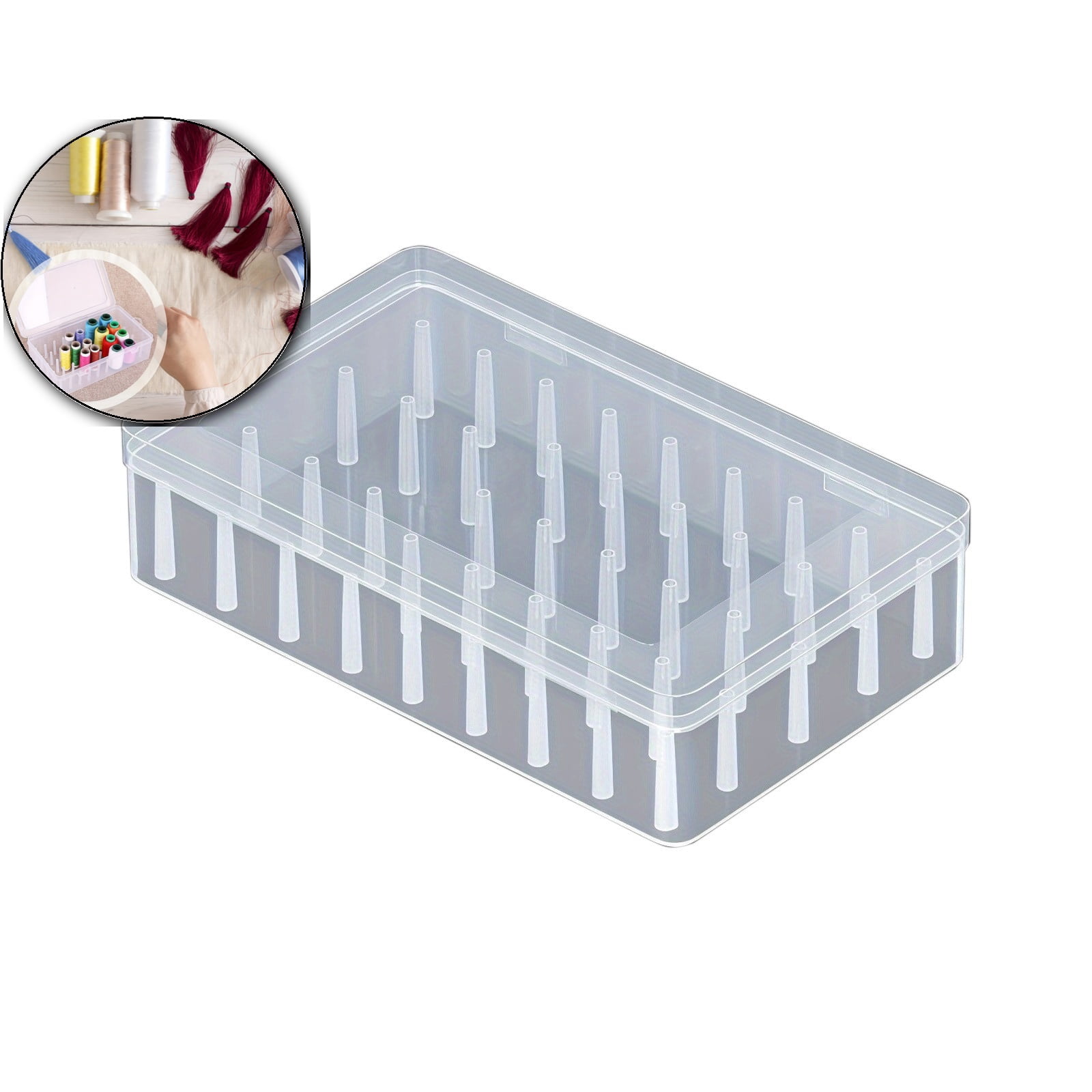 42 Spools Thread Holder Organizer Clear Sewing Storage Box Embroidery ...